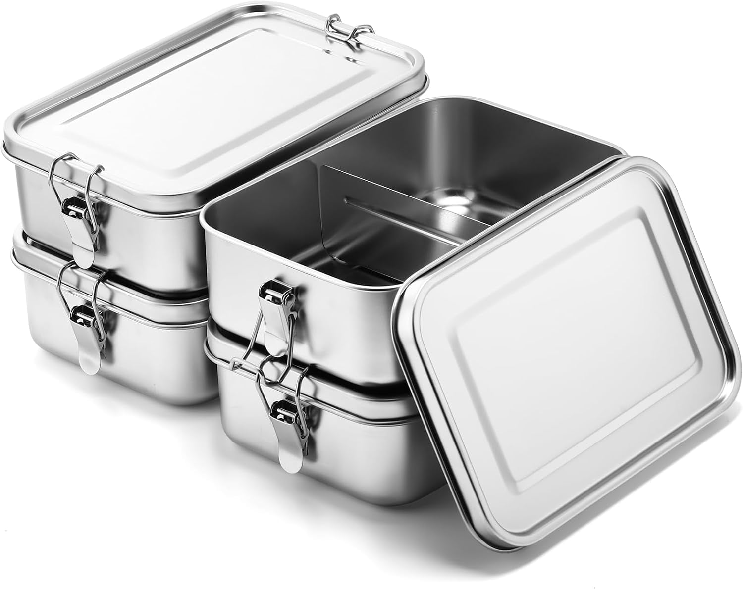 4 Pcs Stainless Steel Bento Box Metal Lunch Box Food Storage Containers Metal Lunch Container ...