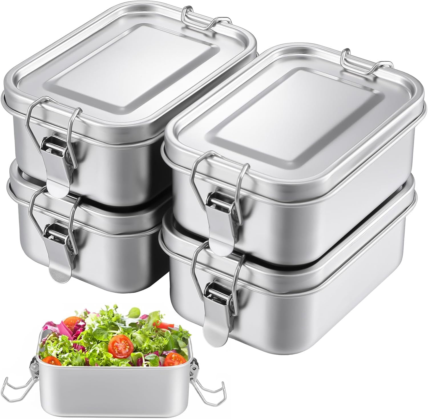 4 Pcs Stainless Steel Bento Box Metal Lunch Box Food Storage Containers ...