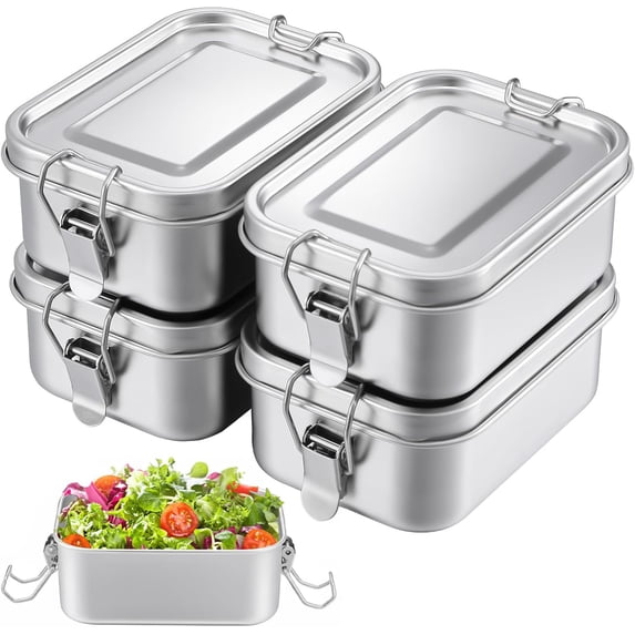4 Pcs Stainless Steel Bento Box Metal Lunch Box Food Storage Containers ...