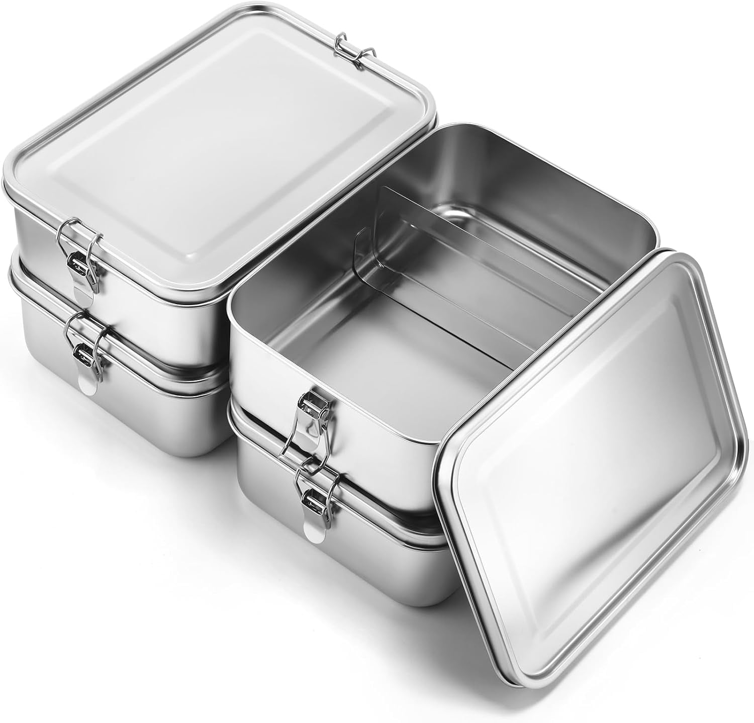 4 Pcs Stainless Steel Bento Box Metal Lunch Box Food Storage Containers Metal Lunch Container ...