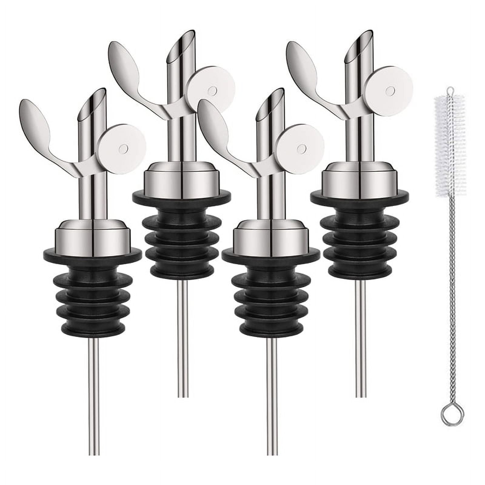 4 Pcs Stainless Steel Bottle Pourers,Self Closing Olive Oil Dispenser ...