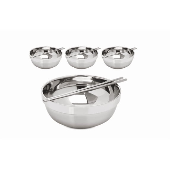 4 Pcs Stainless Steel Bowl Set, 7.9 in Double-Wall Insulated Metal ...