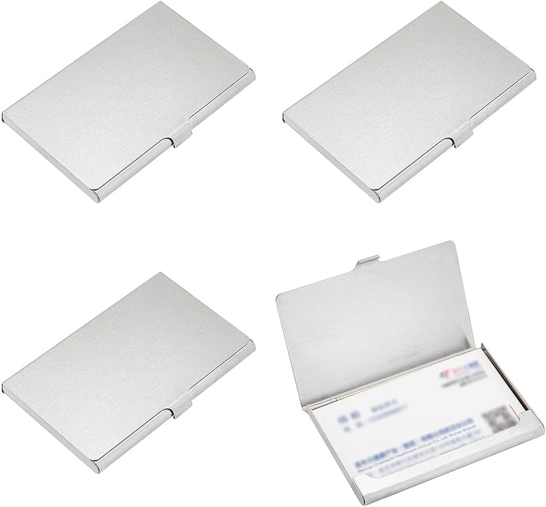 DIY 4 Pcs Stainless Steel Business Card Holder 3.7x2.4 Inch Business ...