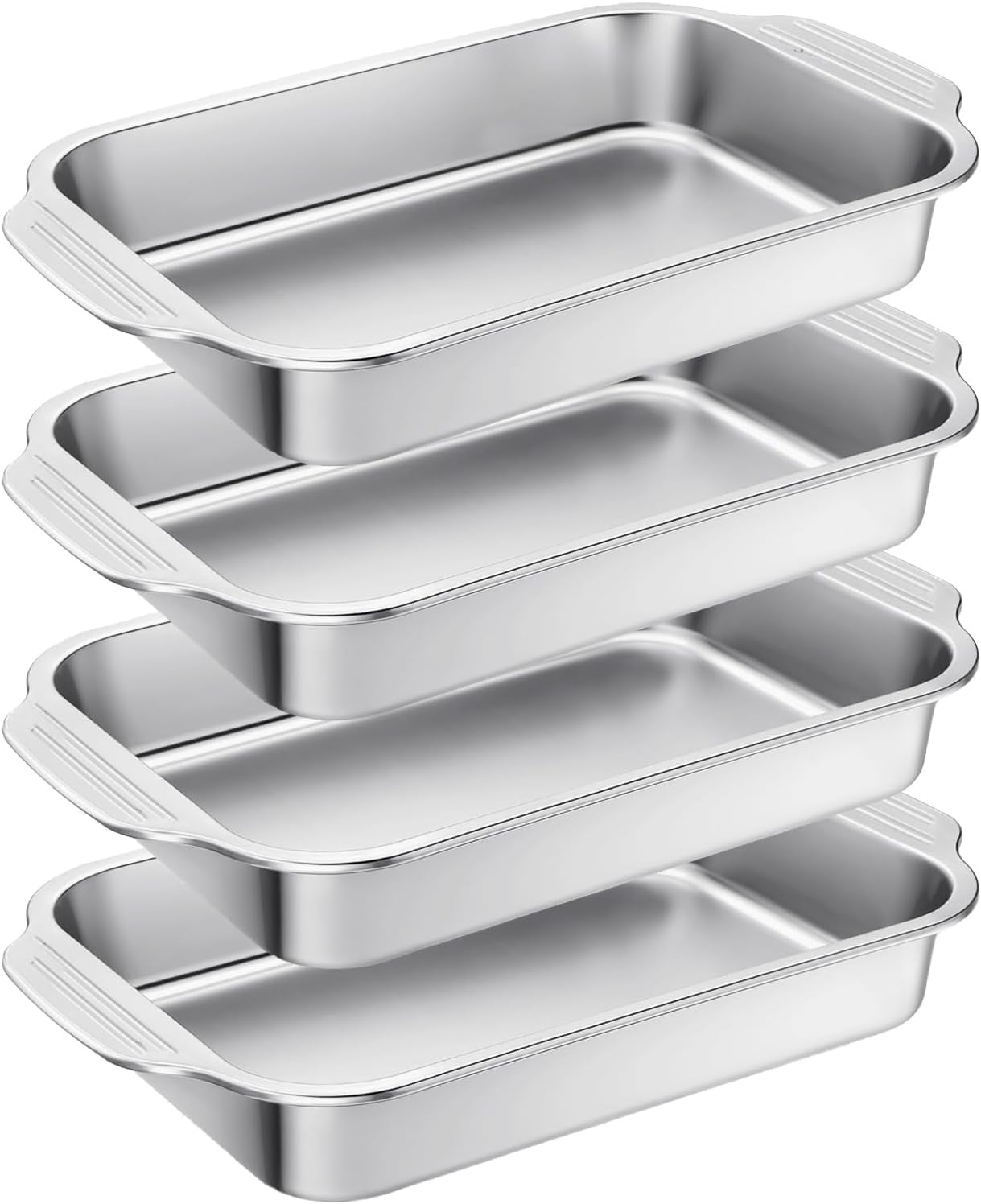 4 Pcs Stainless Steel Cake Pan with Handle 9 x 13 Inch Baking Bakeware ...