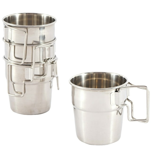 4 Pcs Stainless Steel Cup Coffee Flask Tea Mugs Collapsible Water ...