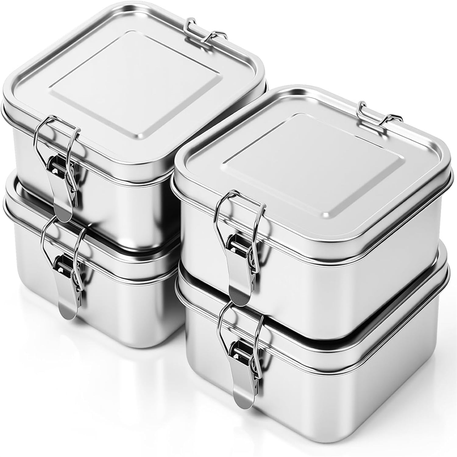 4 Pcs Stainless Steel Food Containers 750ml Metal Bento Lunch Box ...