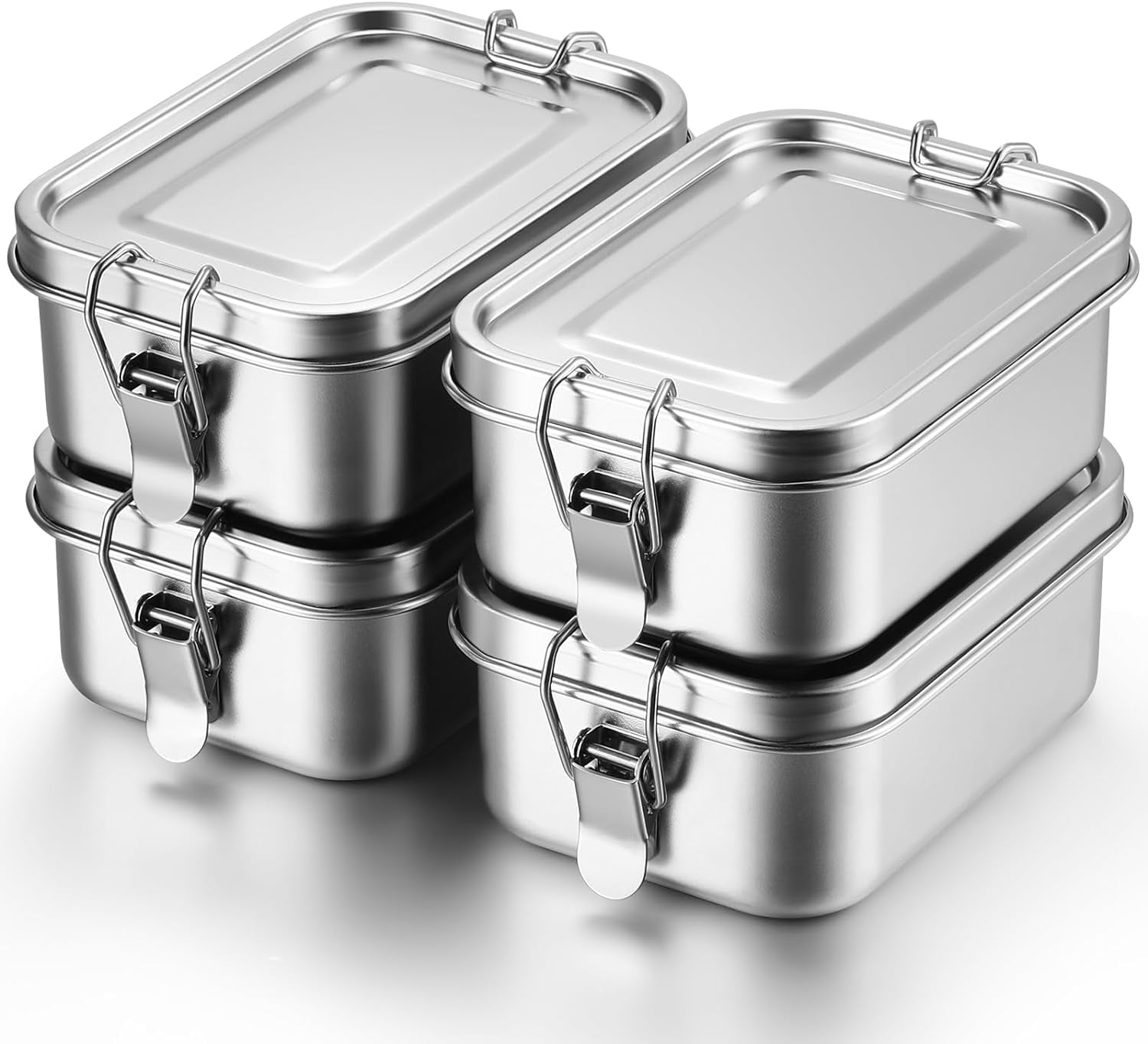 4 Pcs Stainless Steel Food Containers Metal Bento Lunch Box Stainless ...