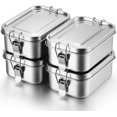 4 Pcs Stainless Steel Food Containers Metal Bento Lunch Box Stainless ...