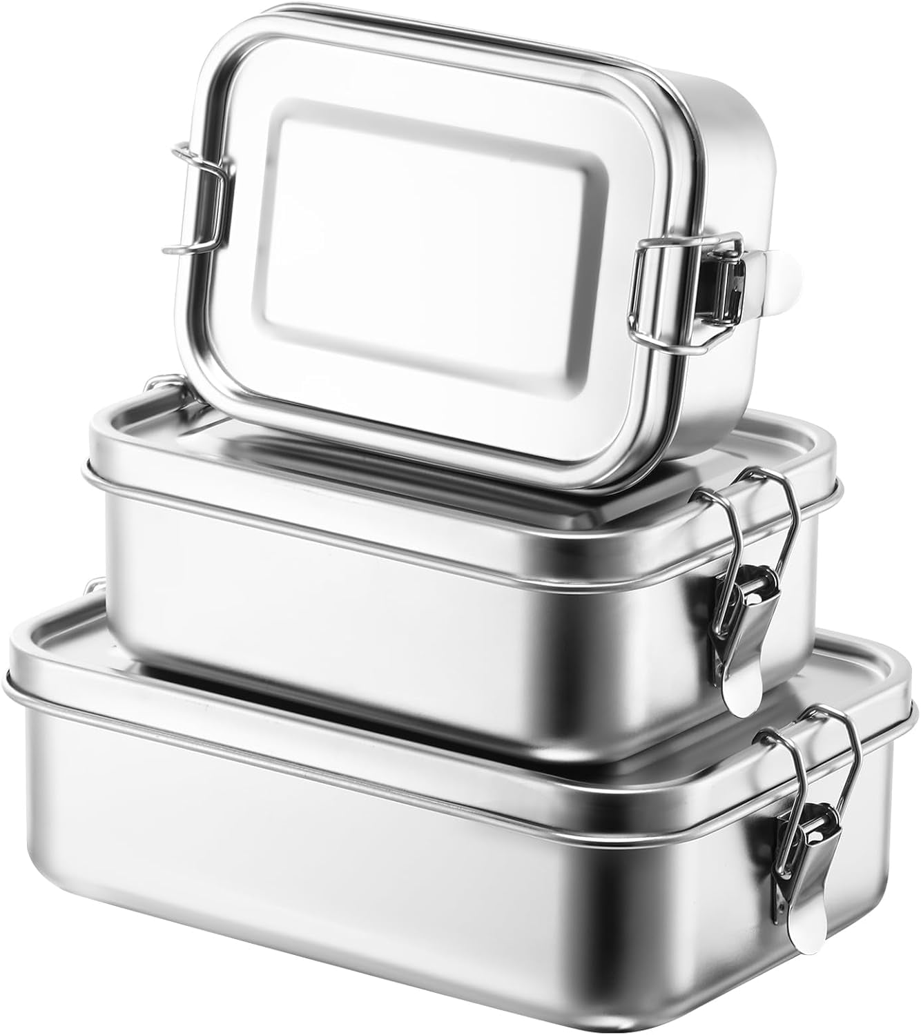 4 Pcs Stainless Steel Food Containers, Metal Bento Lunch Box, Stainless ...