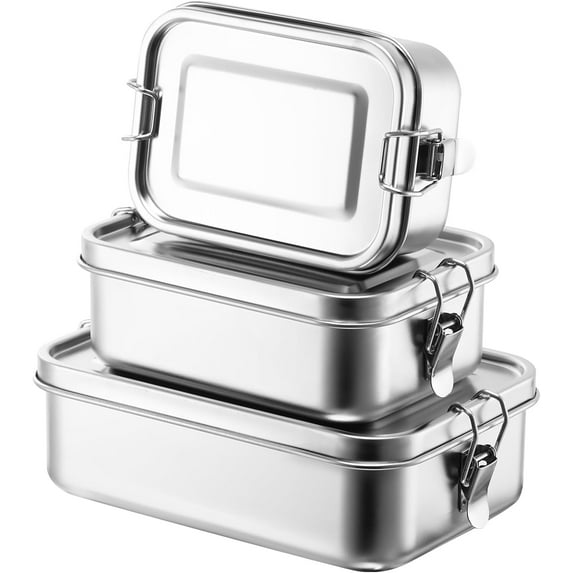 4 Pcs Stainless Steel Food Containers, Metal Bento Lunch Box, Stainless ...