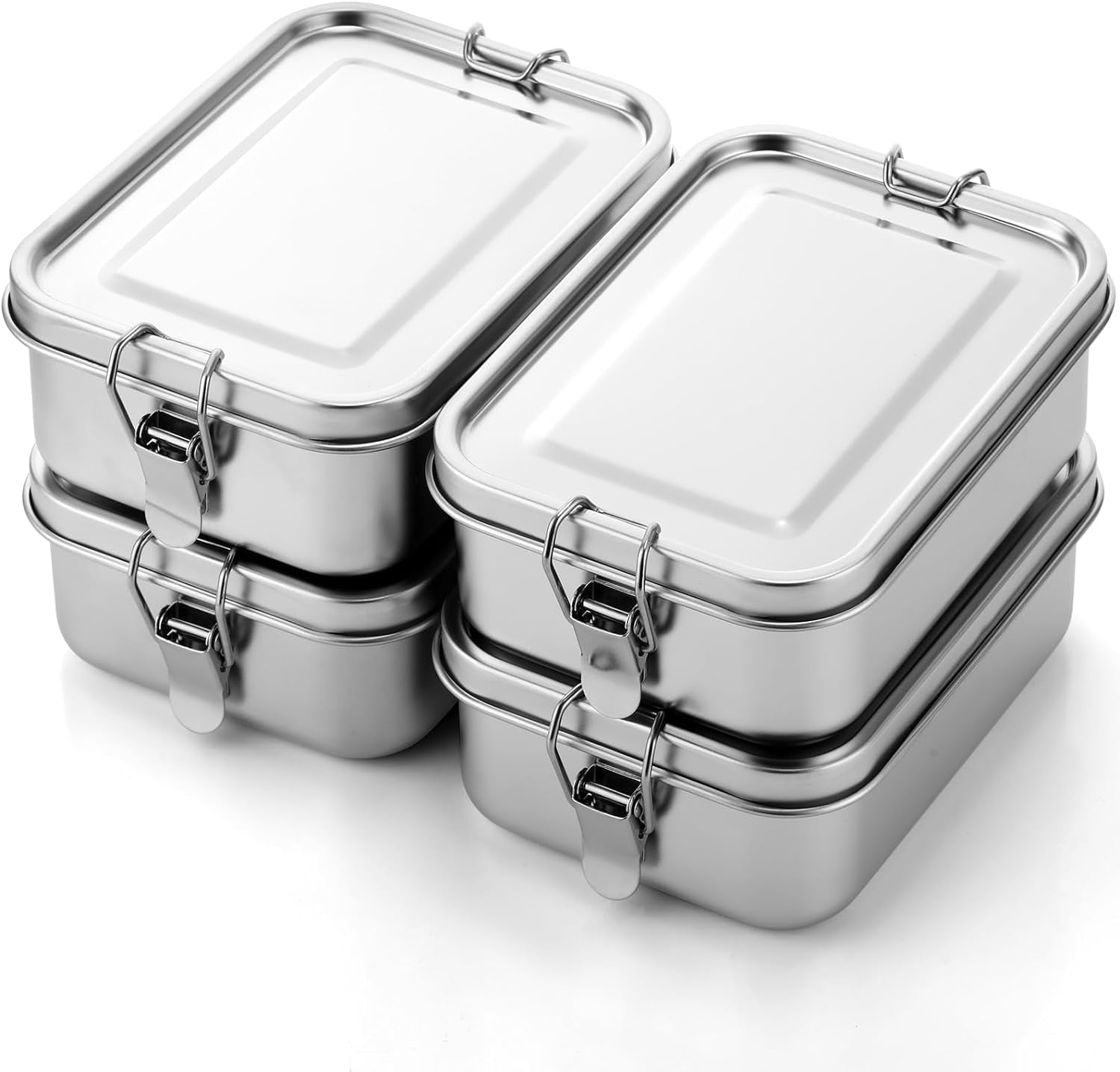 4 Pcs Stainless Steel Food Containers Metal Bento Lunch Box Stainless ...