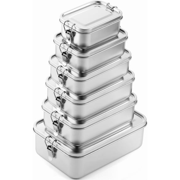 4 Pcs Stainless Steel Food Containers, Metal Bento Lunch Box, Stainless ...