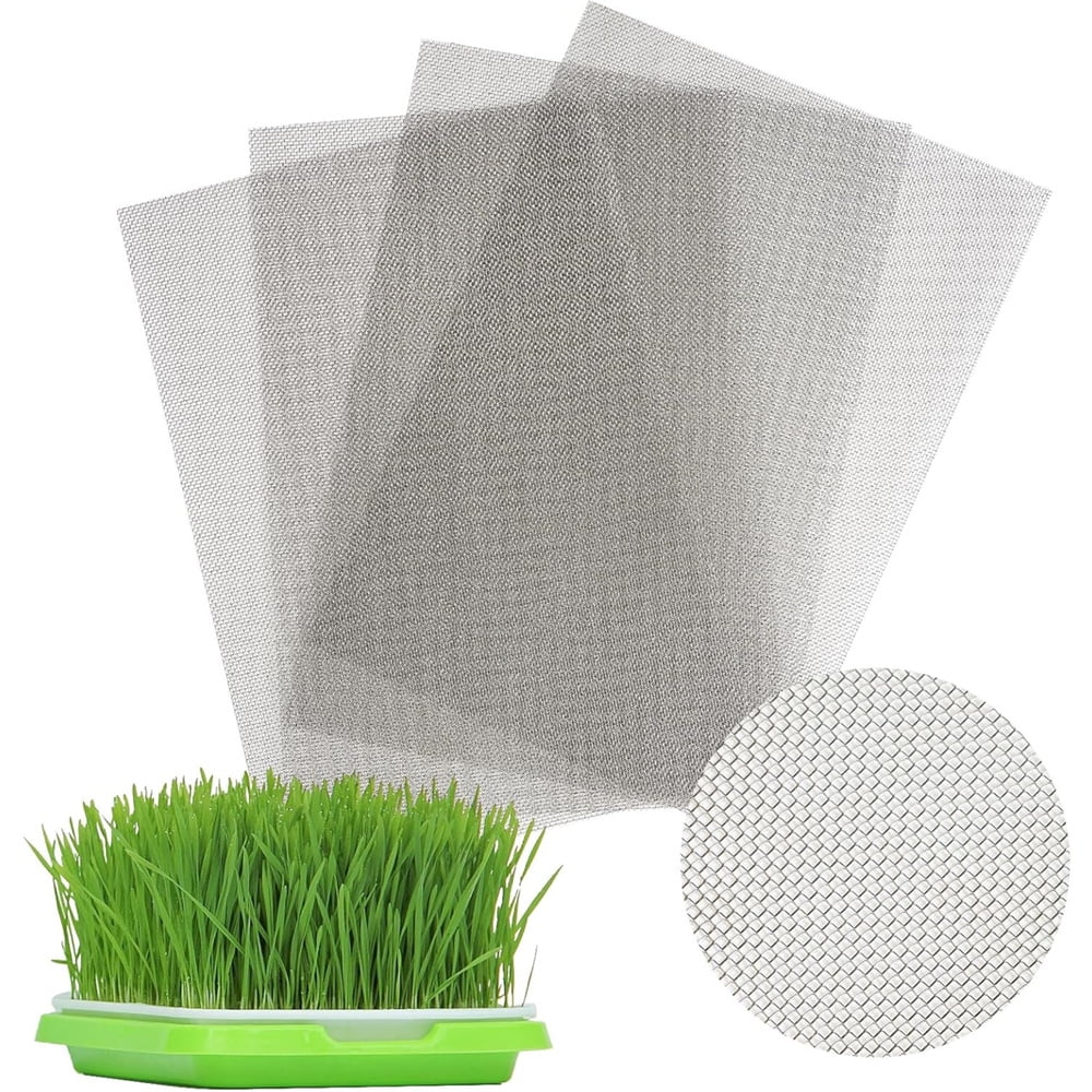 4 Pcs Stainless Steel Grow Mats for Microgreens,Seed Sprouting Tray ...