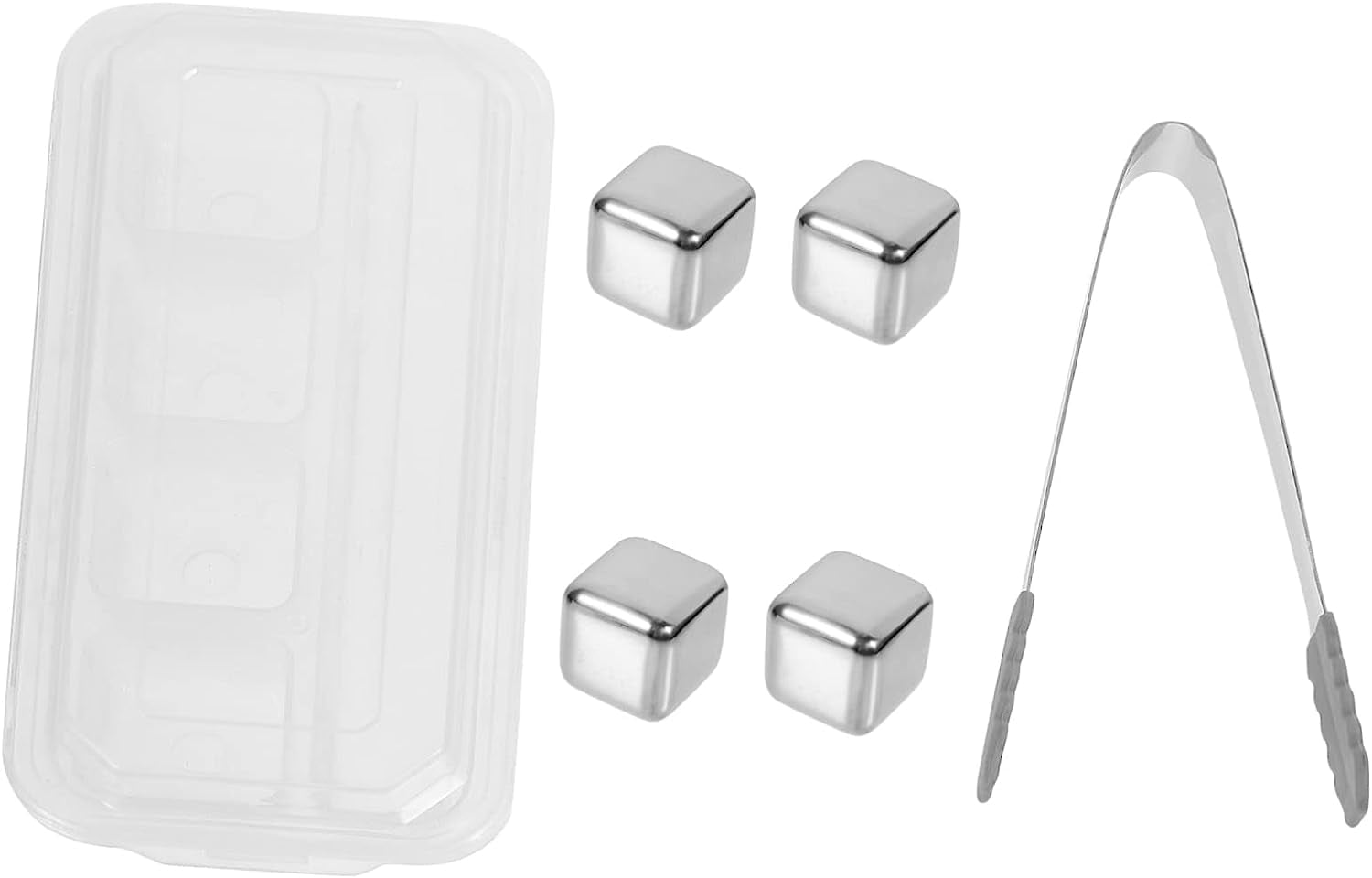 4 Pcs Stainless Steel Ice Cubes Home Tools Ice Stones for Drinks ...