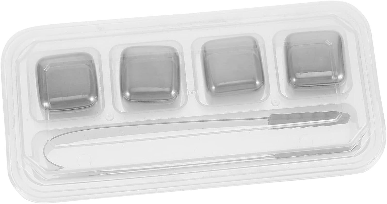 4 Pcs Stainless Steel Ice Cubes Household Tools Metal Cooler Metal Ice ...