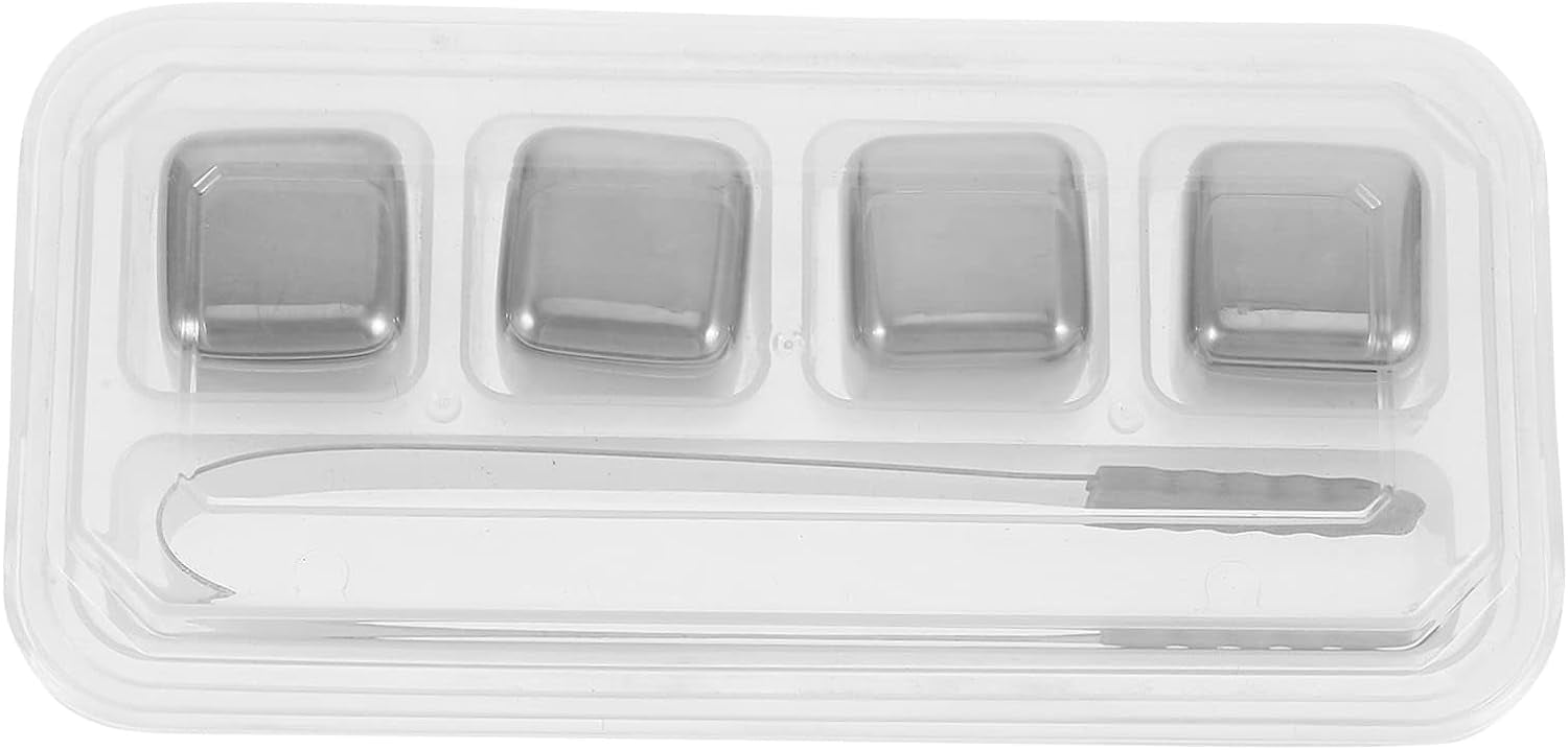 4 Pcs Stainless Steel Ice Cubes Metal Cooler Skull Ice Cube Metal Ice ...