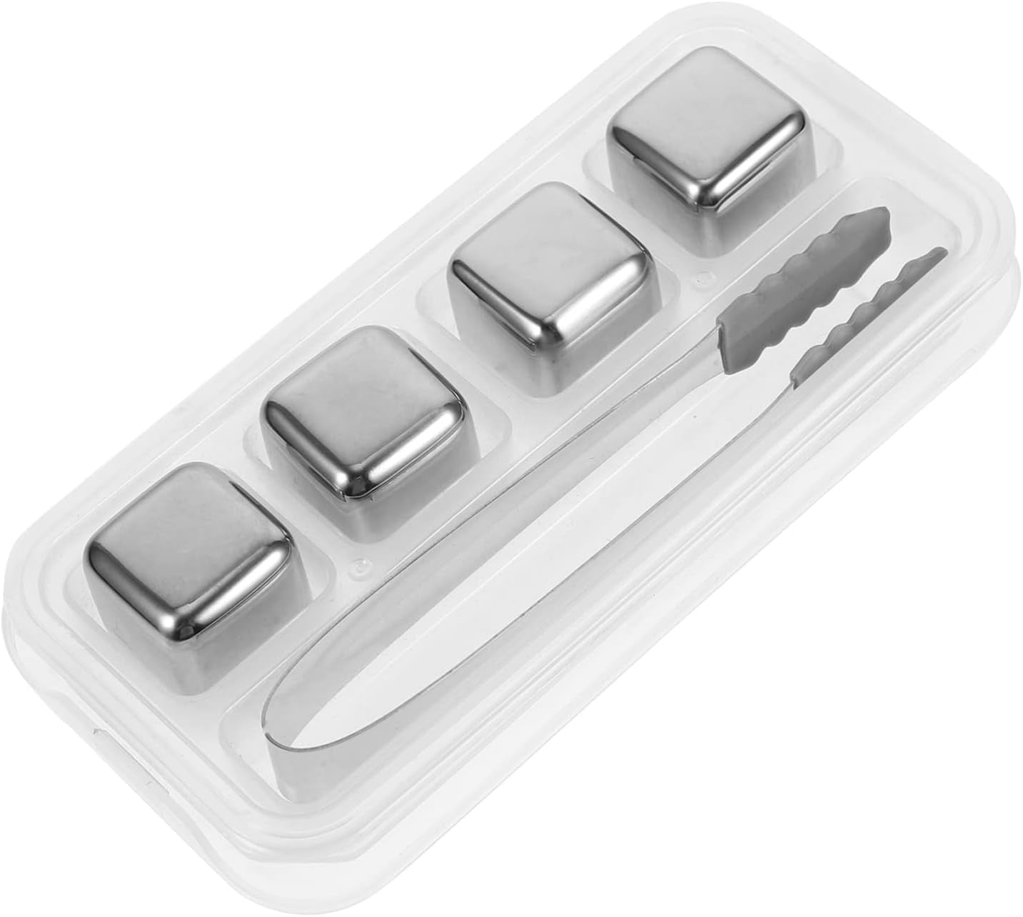 4 Pcs Stainless Steel Ice Cubes Square Tool Metal Cooler Square Ice ...