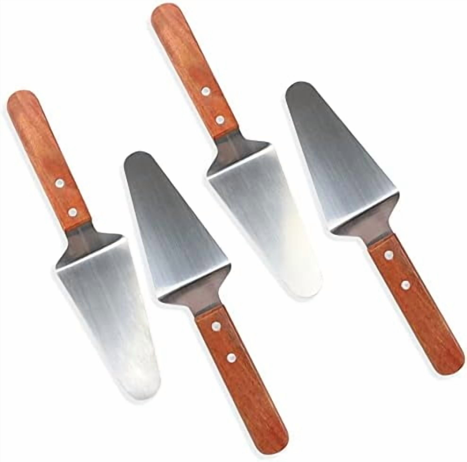 4 Pcs Stainless Steel Pizza Servers with Wooden Handle, Triangular ...