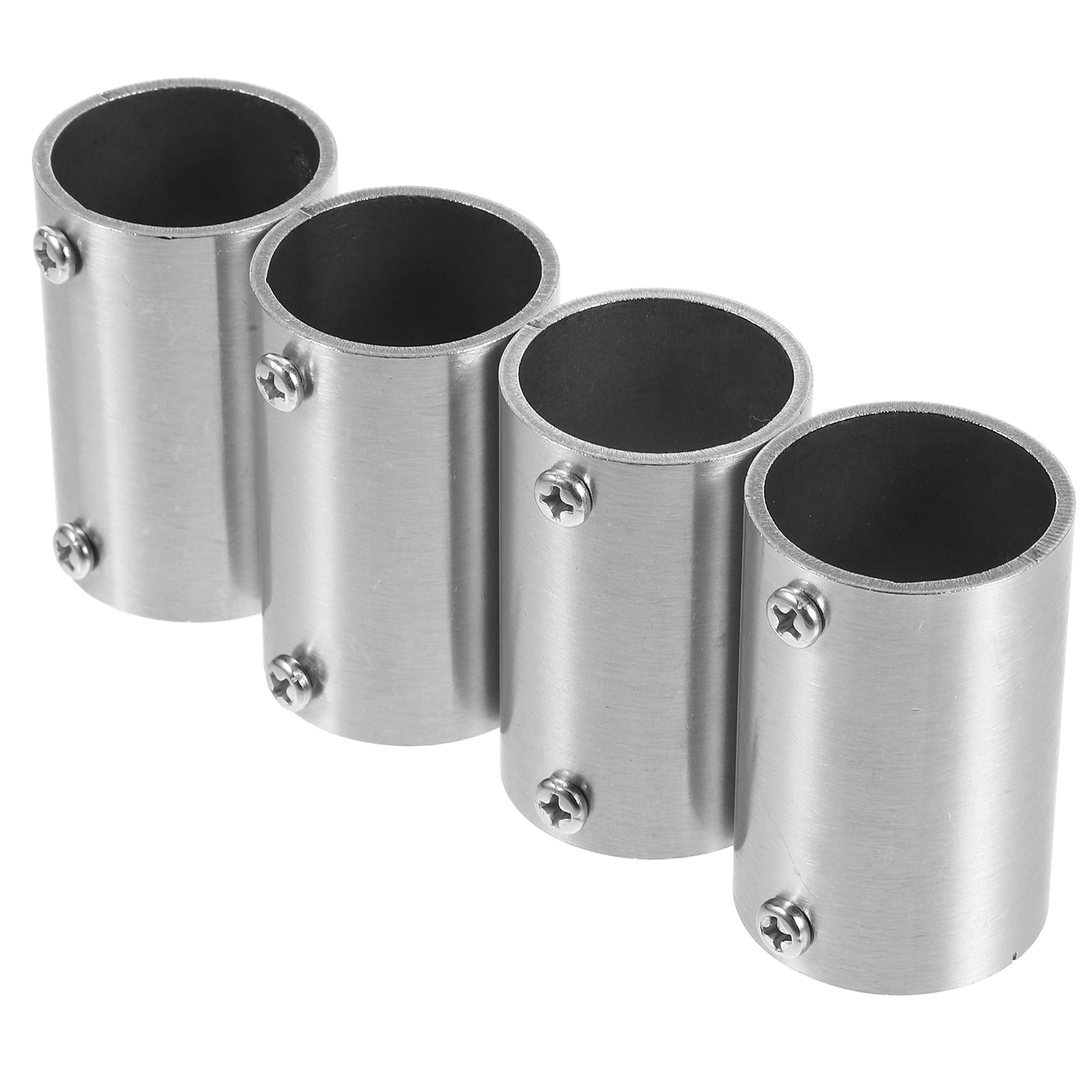 4 Pcs Stainless Steel Round Pipe Pipe Fitting Connector Straight Pipe ...