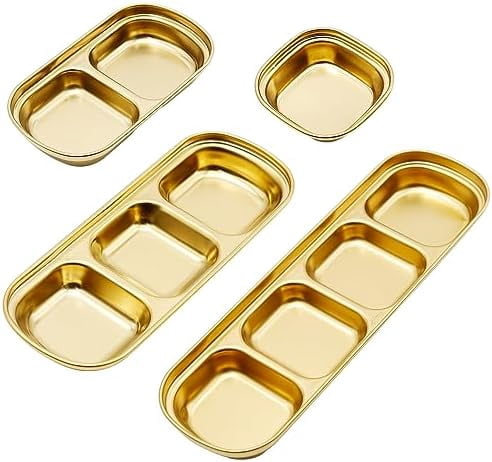 4 Pcs Stainless Steel Sauce Dish, Divided Dipping Plates, Divided ...