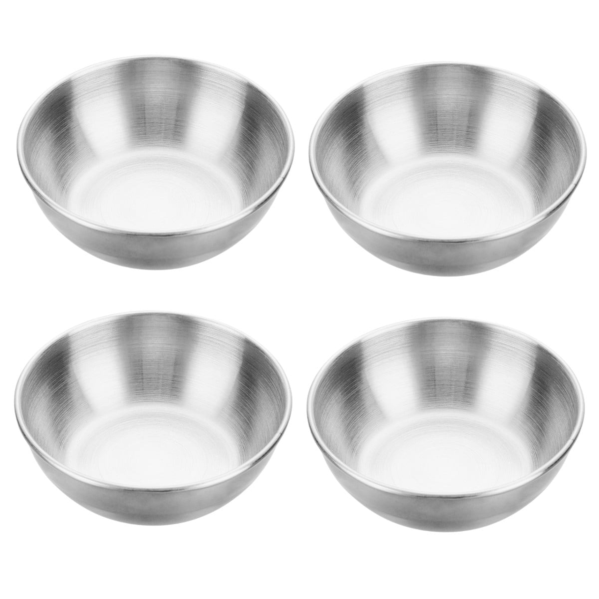 4 Pcs Stainless Steel Sauce Dishes Saucers Bowl Dipping Bowls Appetizer ...
