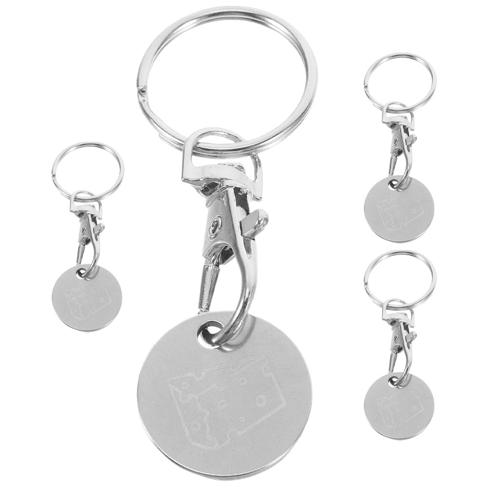 4 Pcs Stainless Steel Shopping Trolley Token Tokens Car Seat Key ...