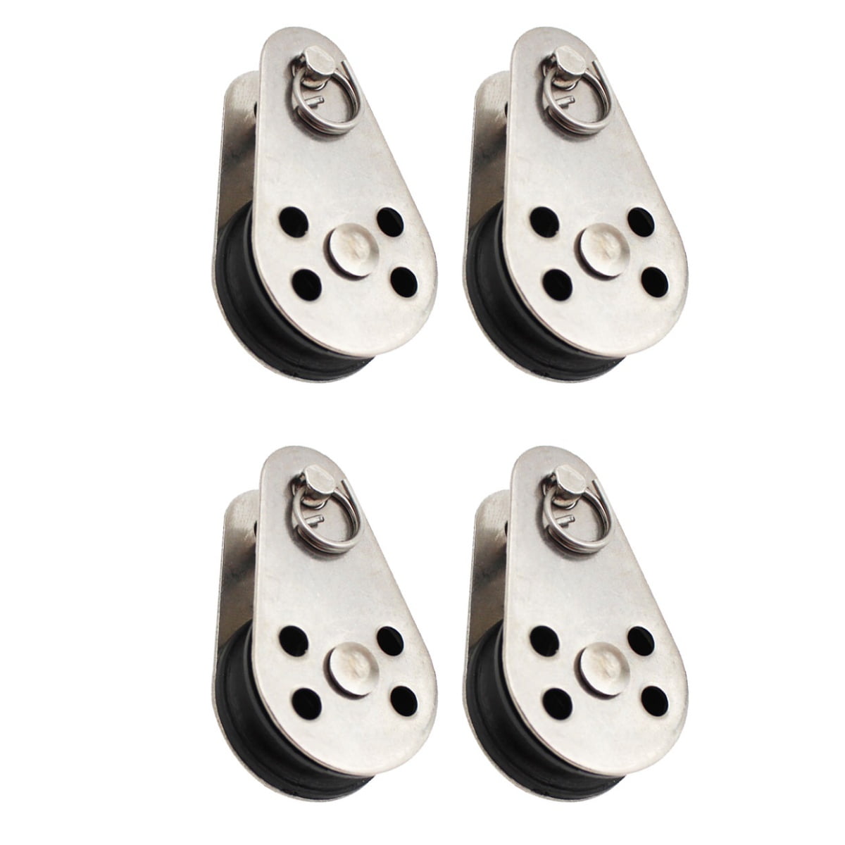 4 Pcs Stainless Steel Single Pulley Practical Nylon Rope Pulley Tackle ...