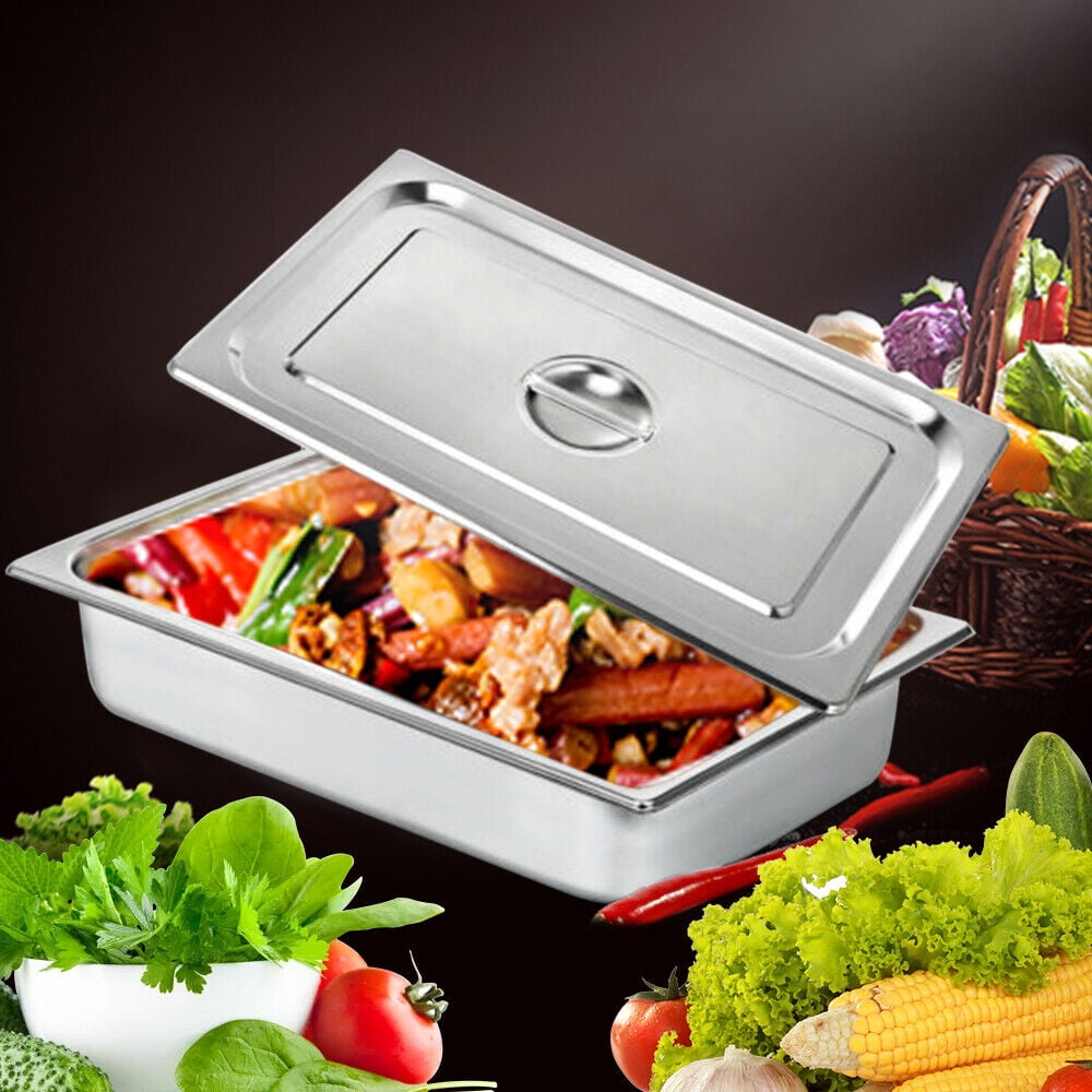 4 Pcs Stainless Steel Steam Table Pan with Lid, Full Size 4-Inch Deep ...