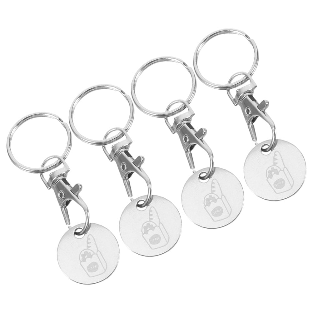 4 Pcs Stainless Steel Trolley Token Keychain Trolley Remover Key Ring ...