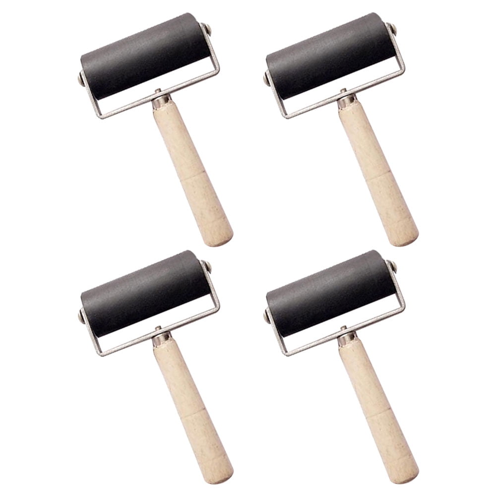 4 Pcs Stamping Roller Art Craft Printmaking Tool Ink Roller Rubber ...