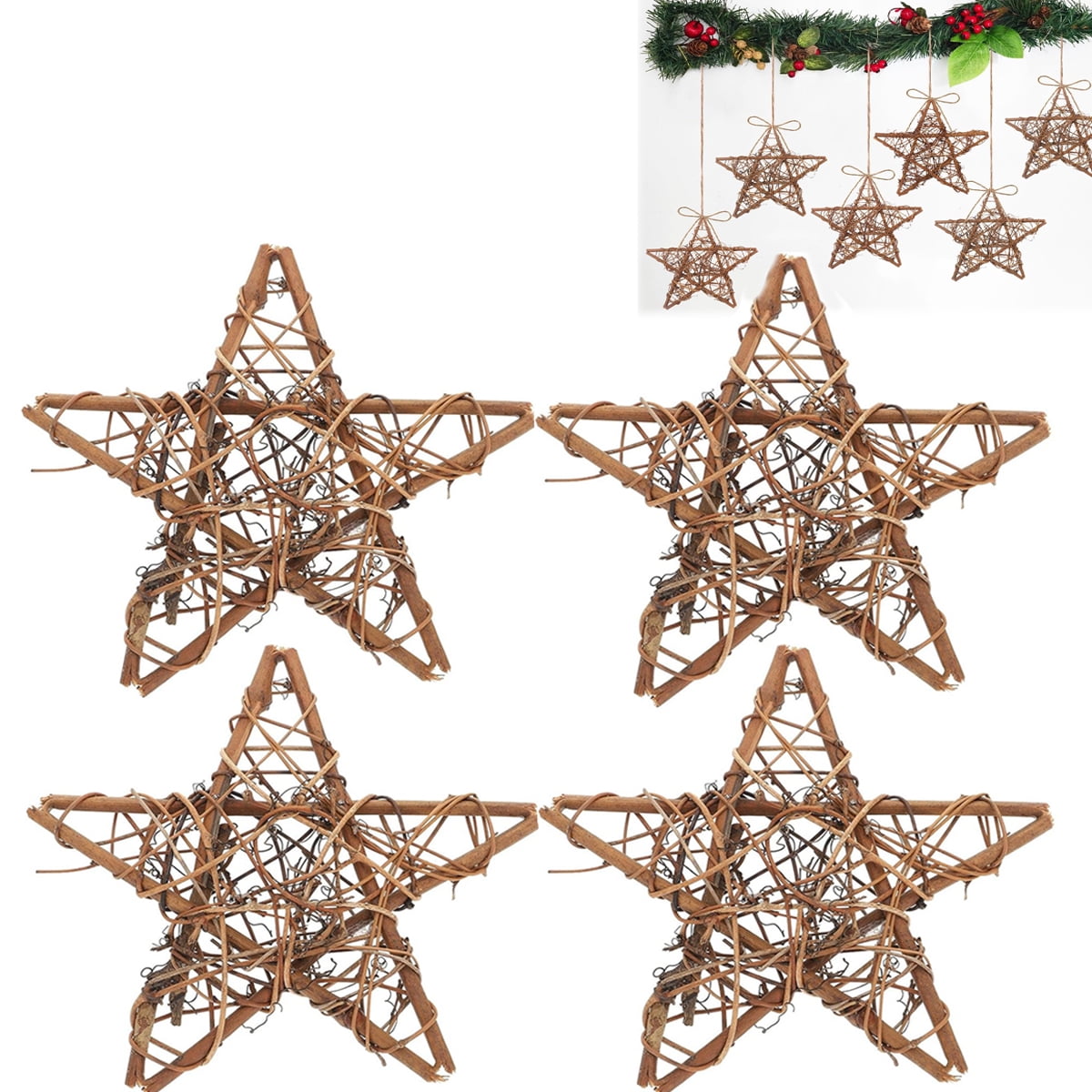 4 Pcs Star Shape Rattan Wreath Frame for Decor Tutuviw 11.8in Wicker ...