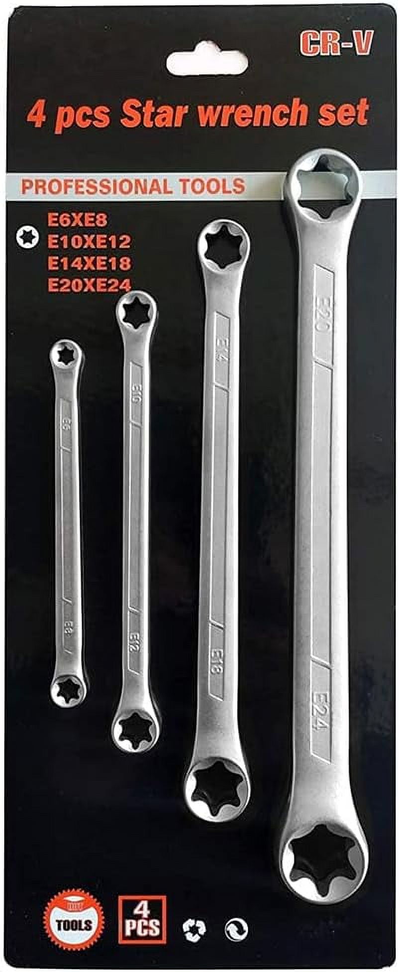 4-Pcs Star Wrench Set E-Torx Box Wrench Set Tork E-Ring Spanner Set E6 ...
