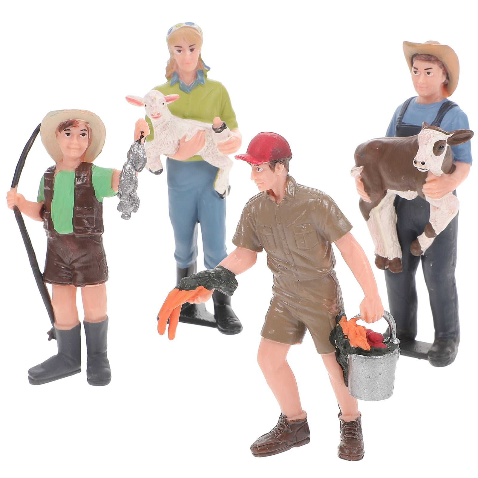 4 Pcs Static Character Model 1/64 Scale Farm Toys Simulation Farmer ...