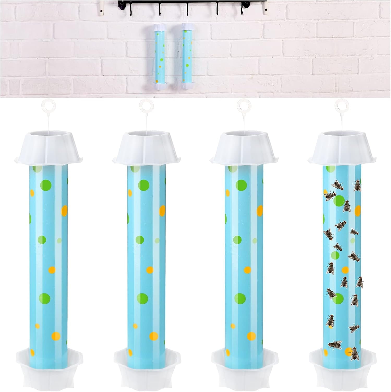 4 Pcs Sticky Fly Trap Fly Stick with Hanging Hook Adhesive Fly Catcher ...