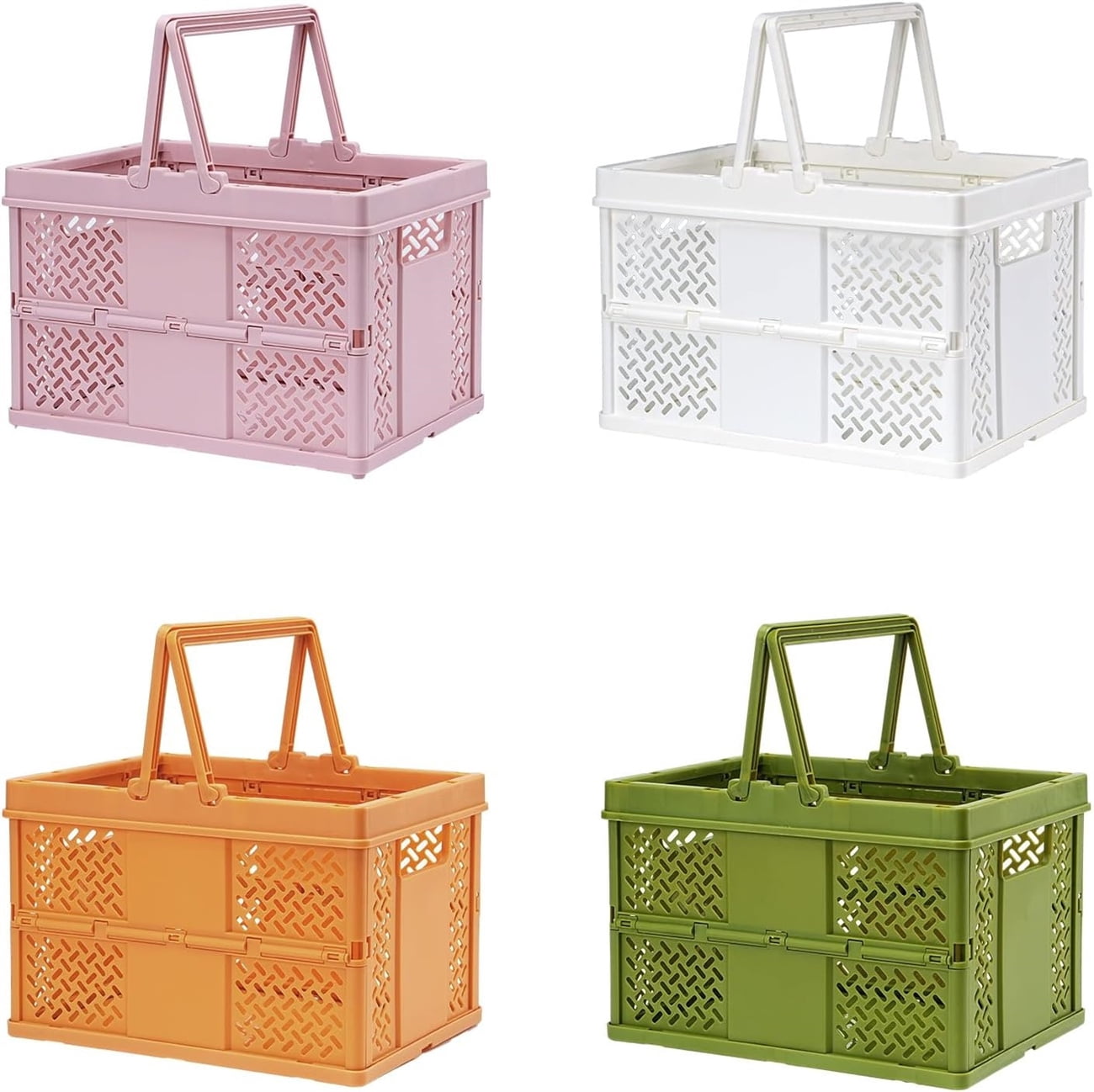 4 Pcs Storage Crate with Handles,Folding Organize Baskets for Desk ...