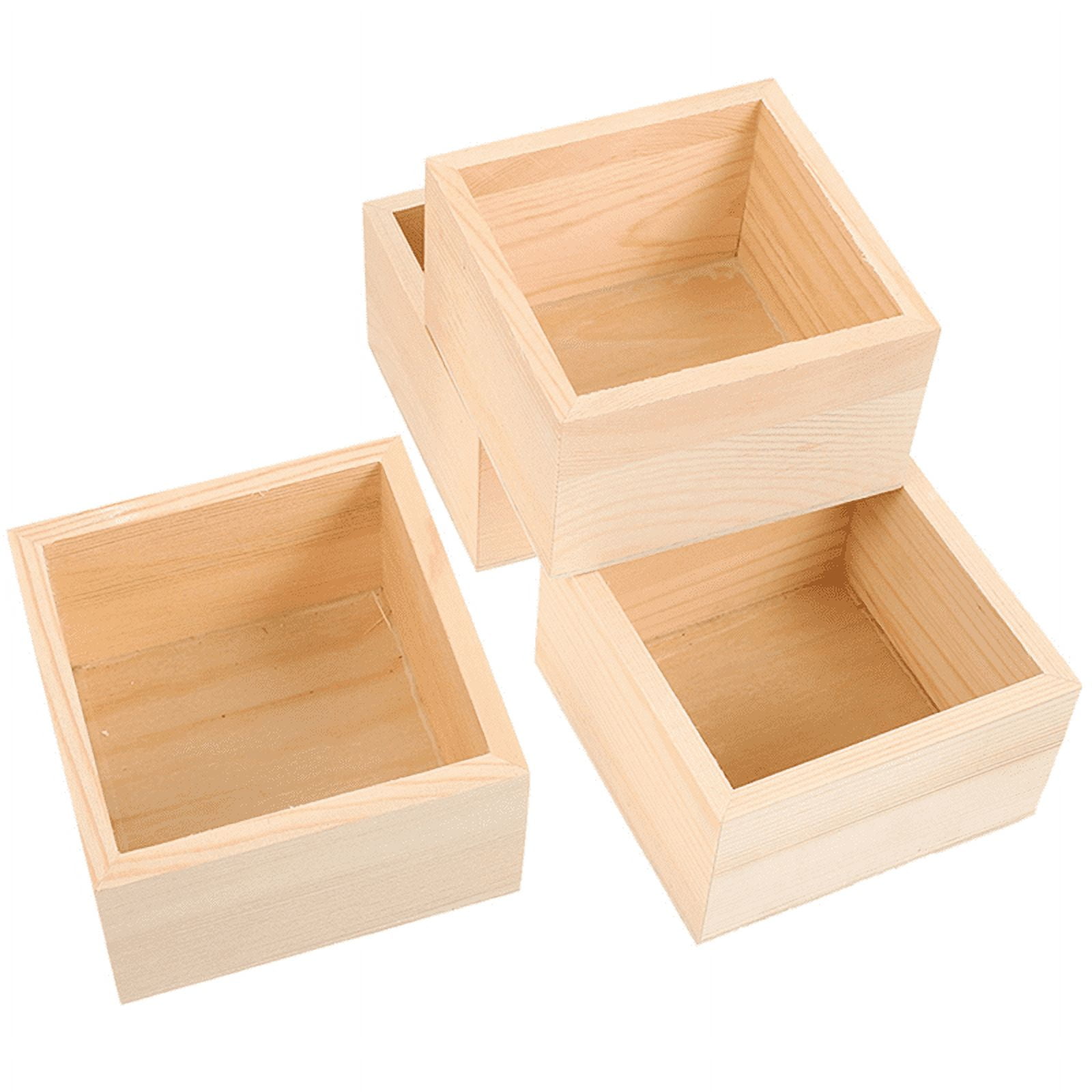 4 Pcs Storage Wooden Box Square Crates for Organizing Office Desk Decor ...