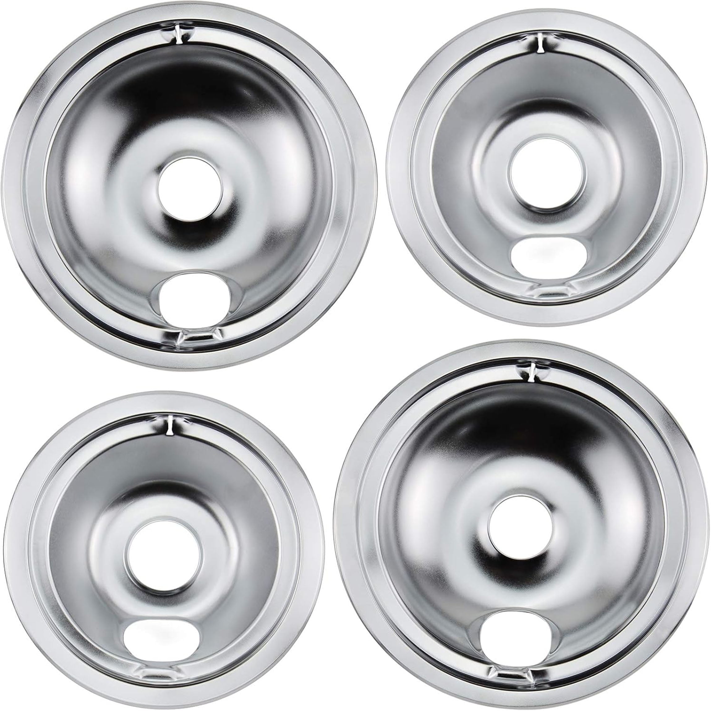 4 Pcs Stove Burner Drip Pans Chrome Replacement for Whirlpool Amana ...