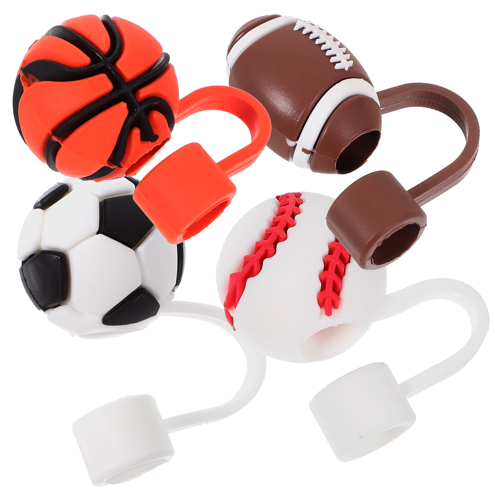 4 Pcs Straw Covers Decorations Accessories Straws Sports Topper Tip ...
