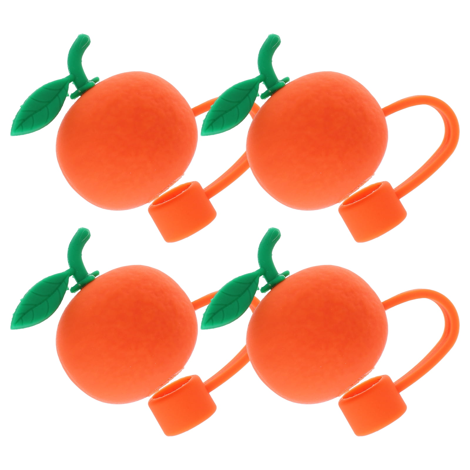 4 Pcs Straw Covers for Cup Cap Topper Orange Stopper - Walmart.com