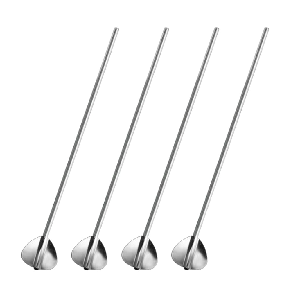 4 Pcs Straw Spoon Stirring Beverages Stainless Steel Spoons Home ...