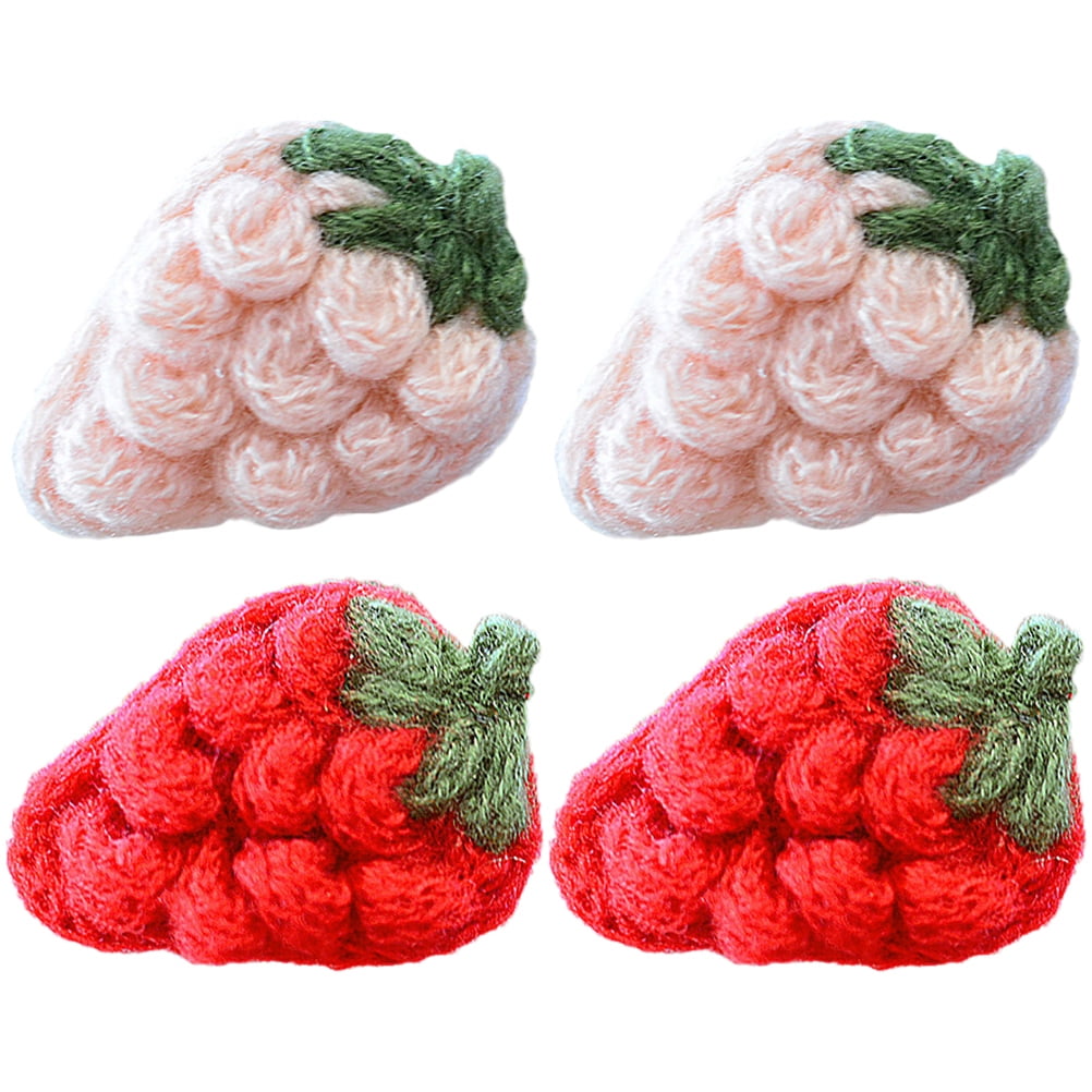 4 Pcs Strawberry Barrettes Appliques for Clothes Decor Hair Clips Girls ...