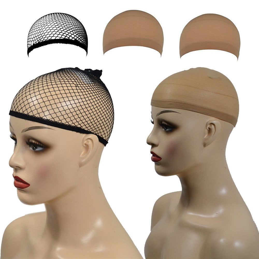 4 Pcs Stretchy Nylon Wig Caps, Brown Skin Tone Wig Cap for Women, Bald ...
