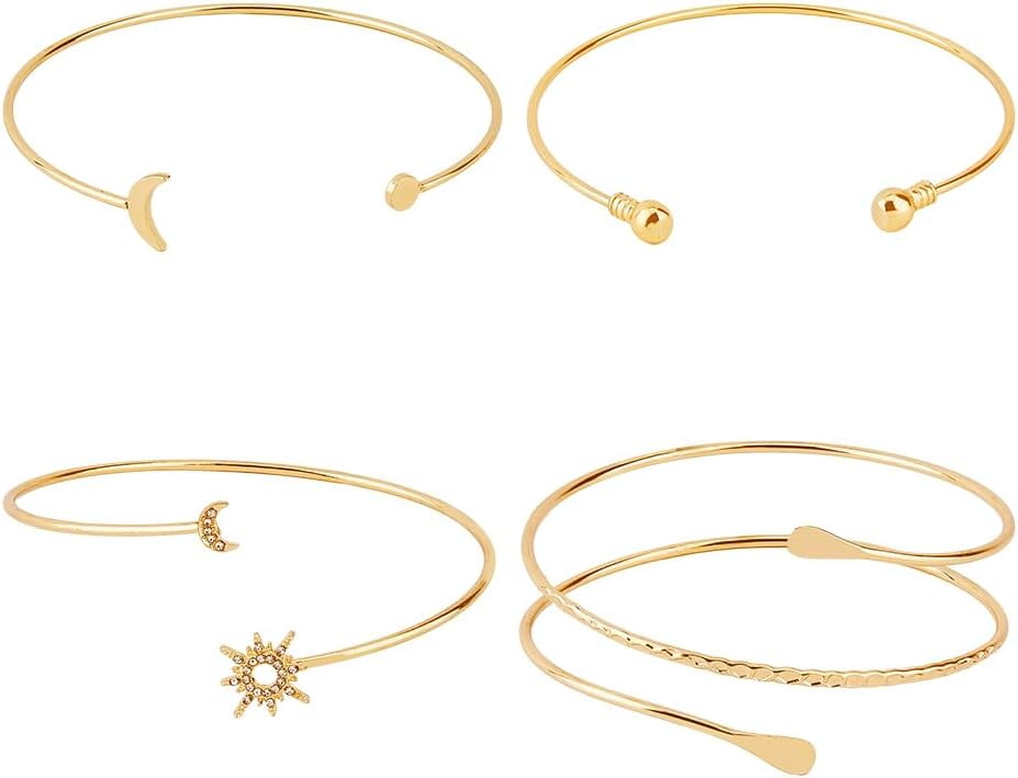 4 Pcs 4 Styles Arm Cuff Bangle Spiral Coil Upper Arm Bangle Cuff ...