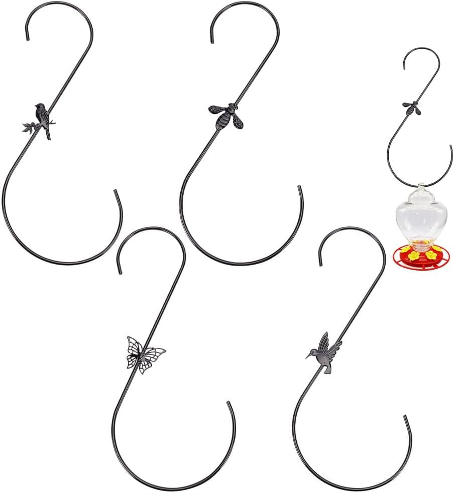 4 Pcs 4 Styles Bird Feeders Hangers Iron Hummingbird Feeder Hooks Heavy ...