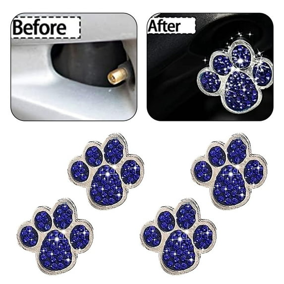 4 Pcs Stylish Bear Paw Rhinestone Tire Valve Stem Cap For Cars Trucks ...