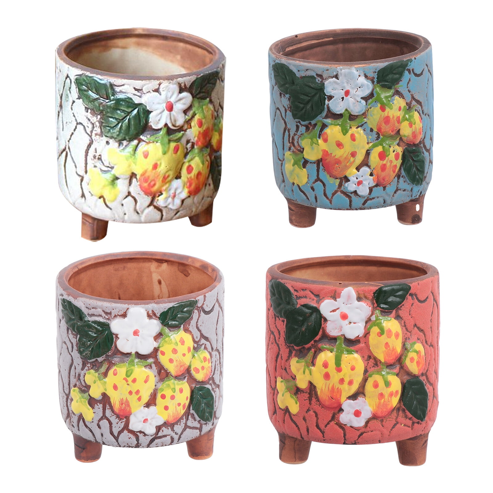 4Pcs Handmade Ceramic Basin Succulent Flower Pots Home Accessories ...