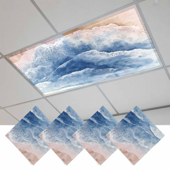 4 Pcs Summer Beach Fluorescent Light Covers Dark Blue Boho Coastal ...
