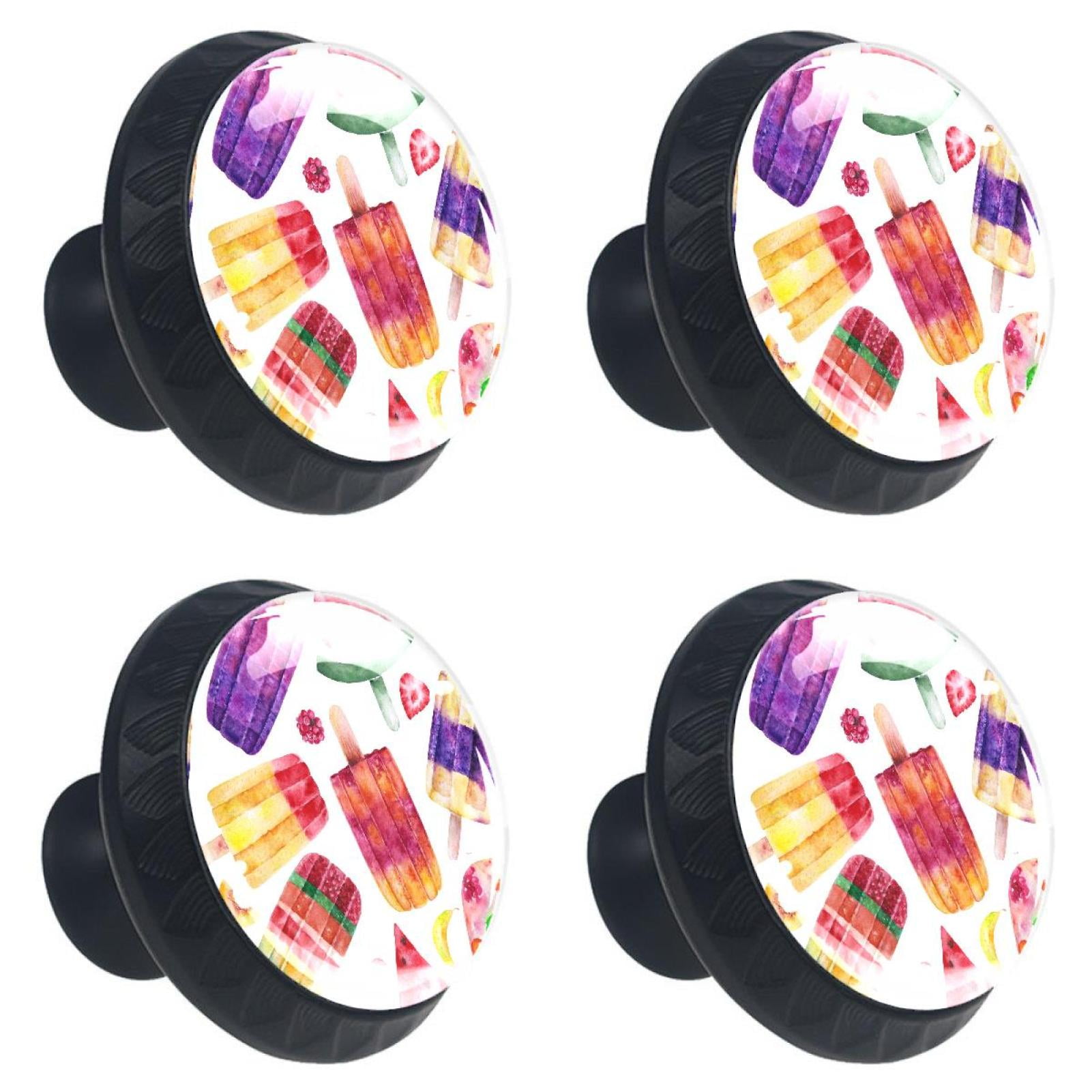 4 Pcs Summer Ice Cream Watercolor Knobs for Kitchen Cabinet Cupboard ...