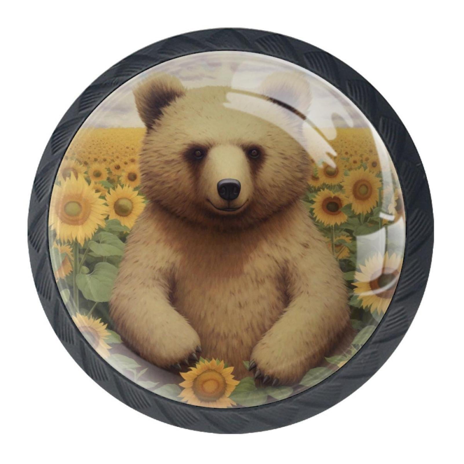 4 Pcs Sunflower Bear Knobs for Kitchen Cabinet Cupboard Dresser ...