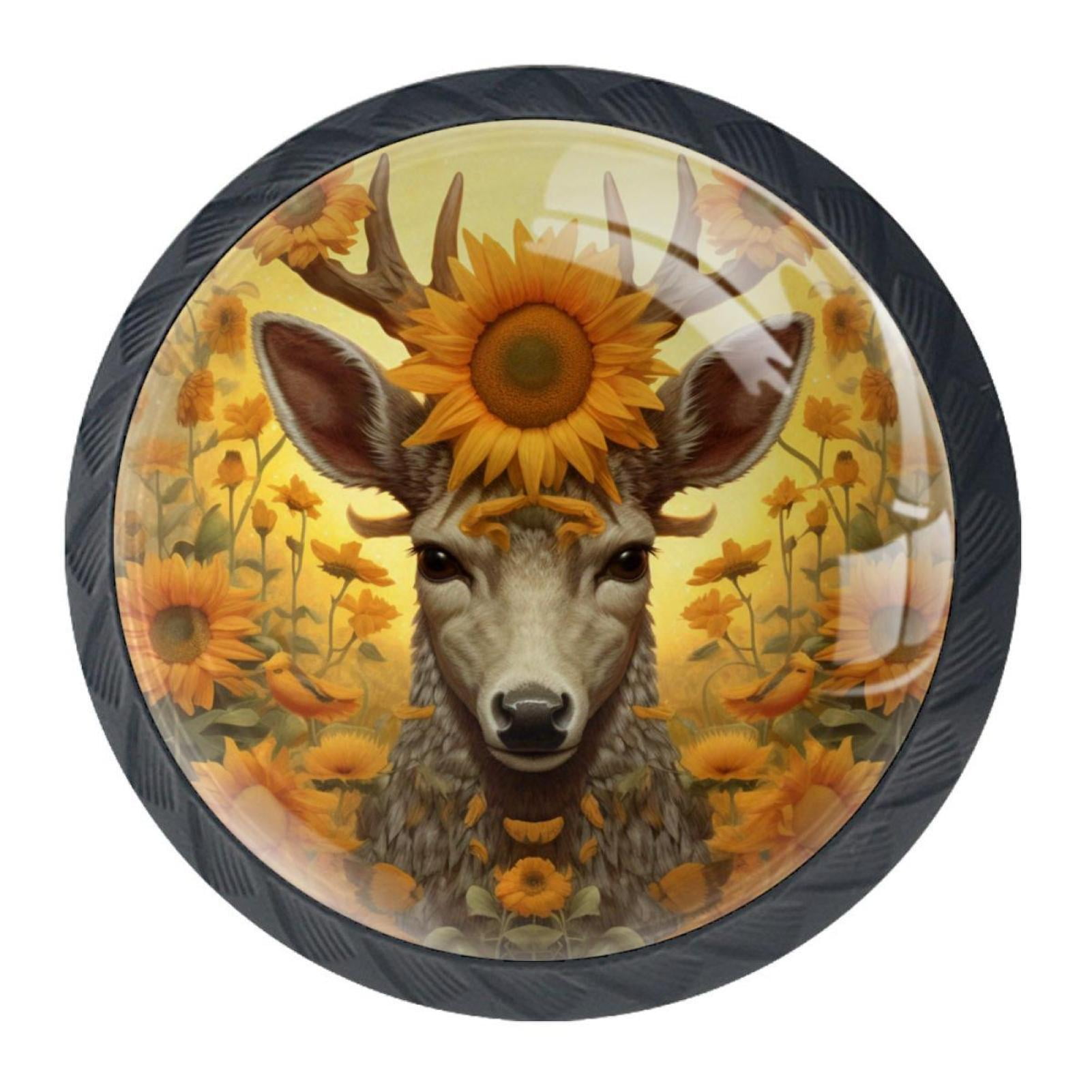 4 Pcs Sunflower Deer Knobs for Kitchen Cabinet Cupboard Dresser ...